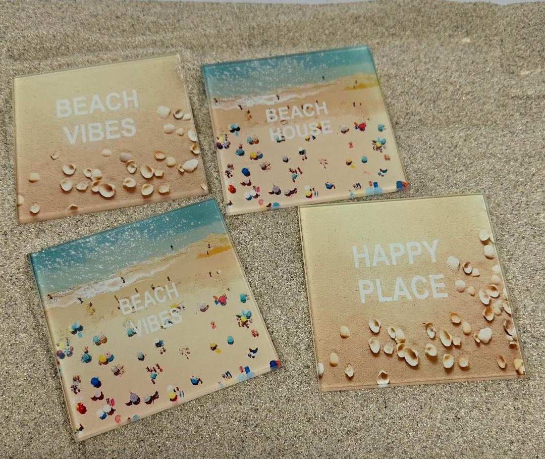 Beach Vibes Beach House Happy Place Coaster Set Coasters FREE SHIP - Etsy