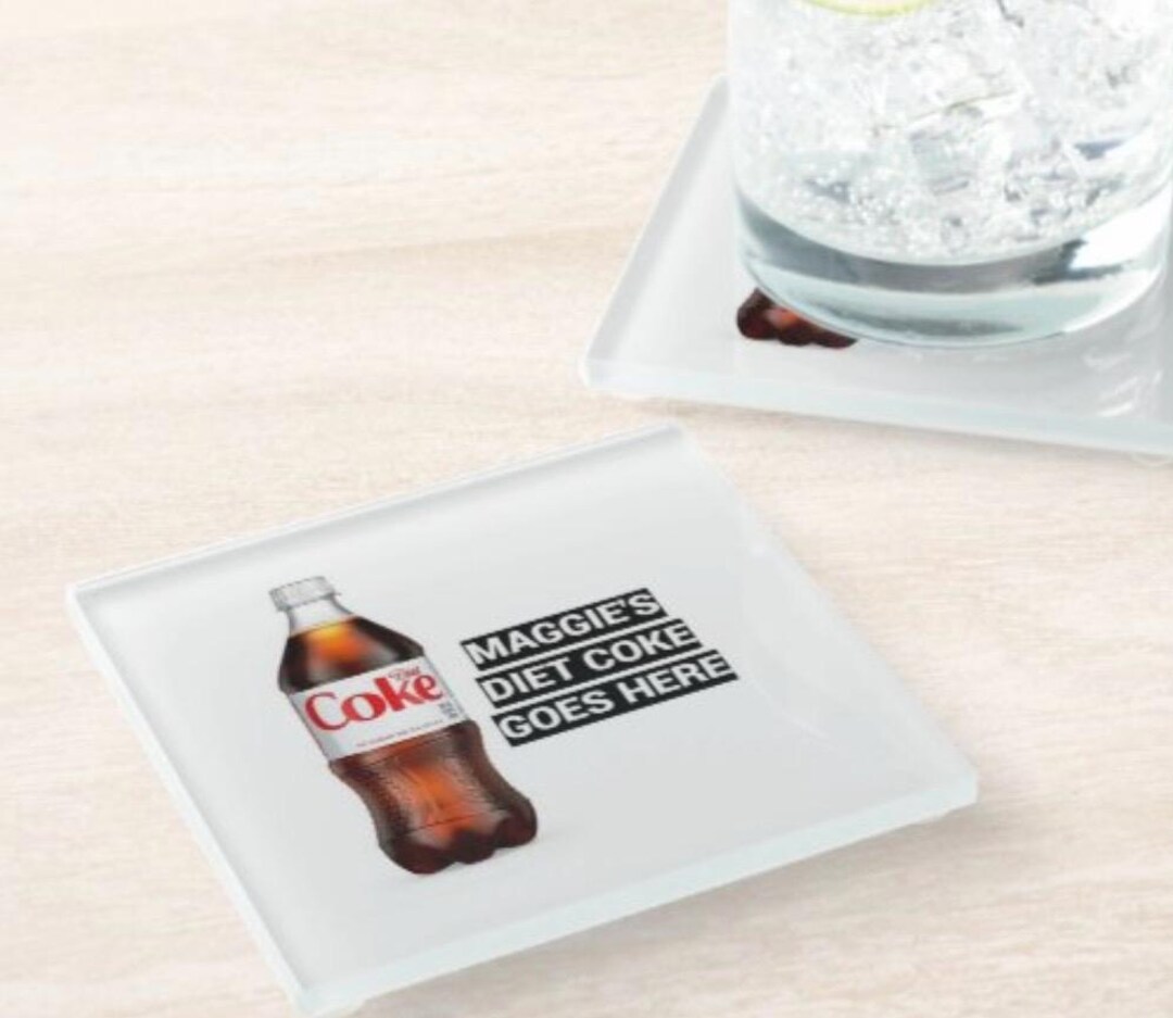 Personalized Soda Diet Coke Office Desk Glass COASTER - Etsy Canada