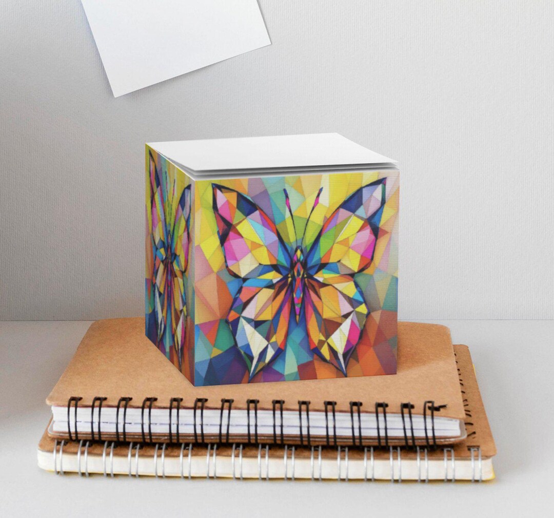 Abstract Butterfly Modern Art Post It Notes Cube Note Pad Office ...