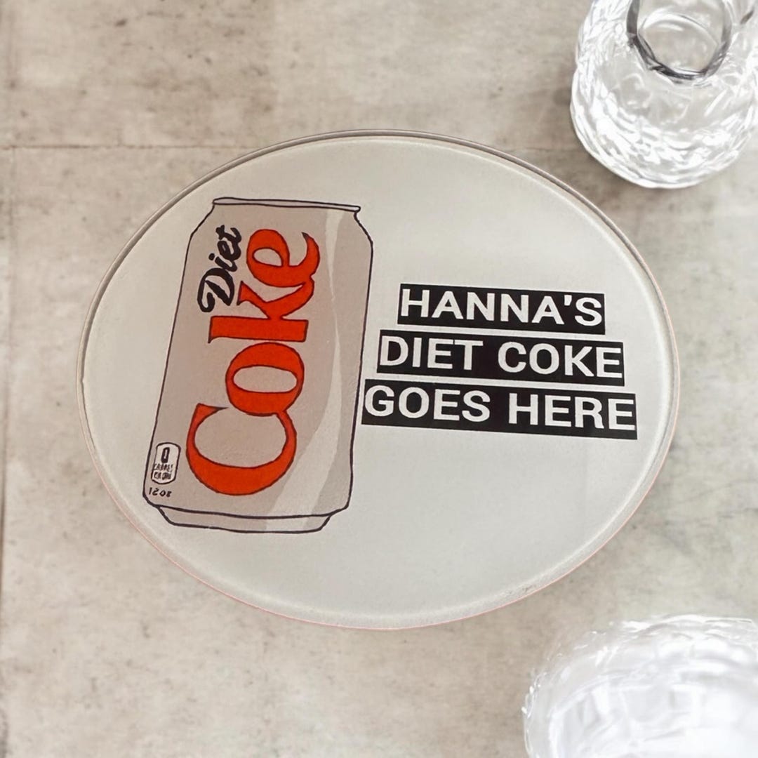 Personalized Soda Diet Coke Office Desk Glass COASTER - Etsy