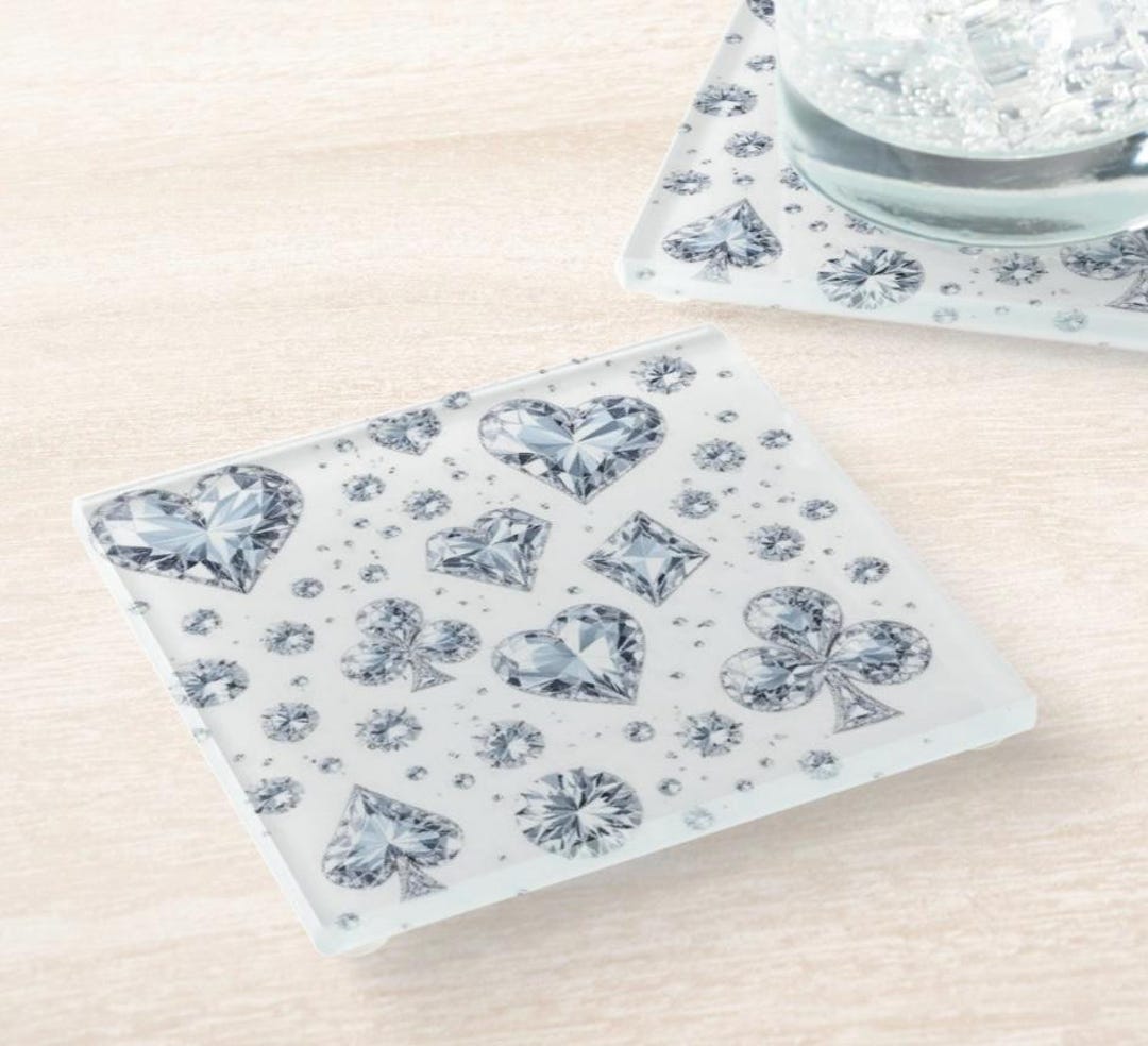 Playing Card Symbols Diamonds Canasta Coaster Set Hostess Gift Birthday ...