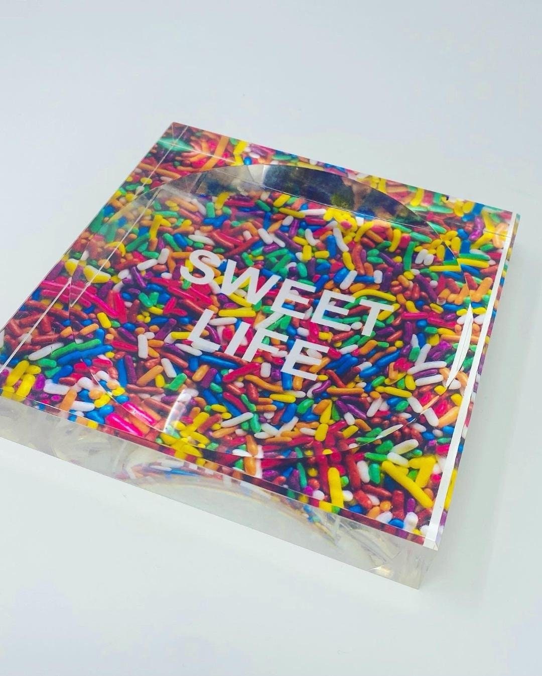 Sweet Life Rainbow Sprinkle Acrylic Block Candy Dish Catchall - Etsy
