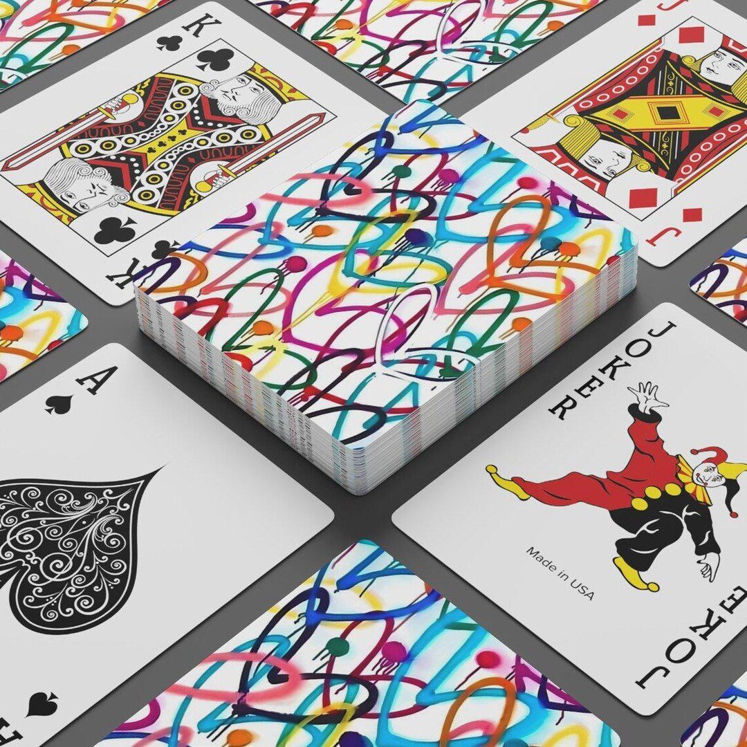 Colorful Graffiti Hearts Canasta Game Player Playing Cards - Etsy