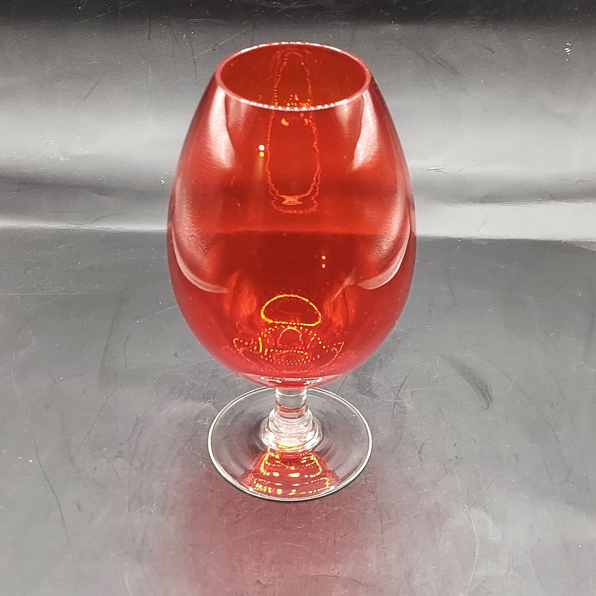 Red Small Brandy Snifter Glass With Clear Foot Stem Empoli - Etsy