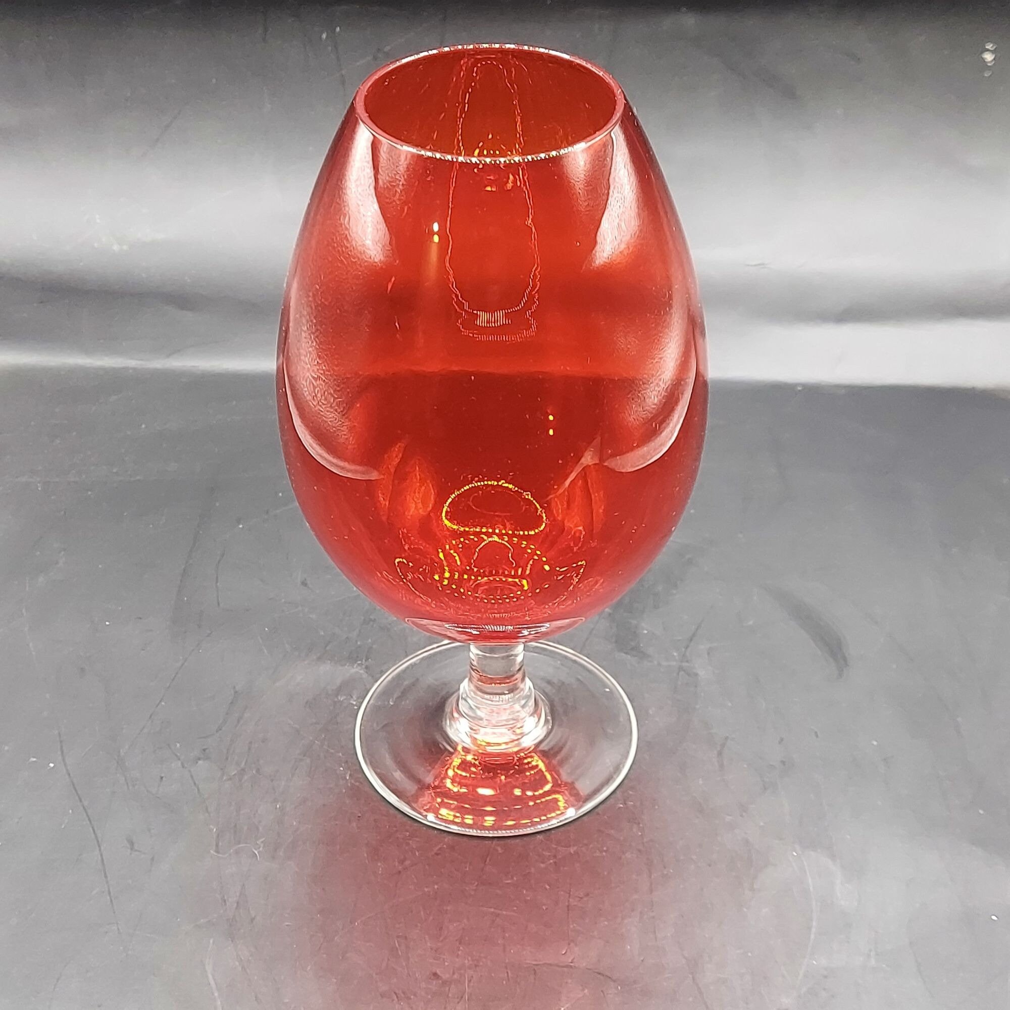 Red Small Brandy Snifter Glass With Clear Foot Stem Empoli - Etsy