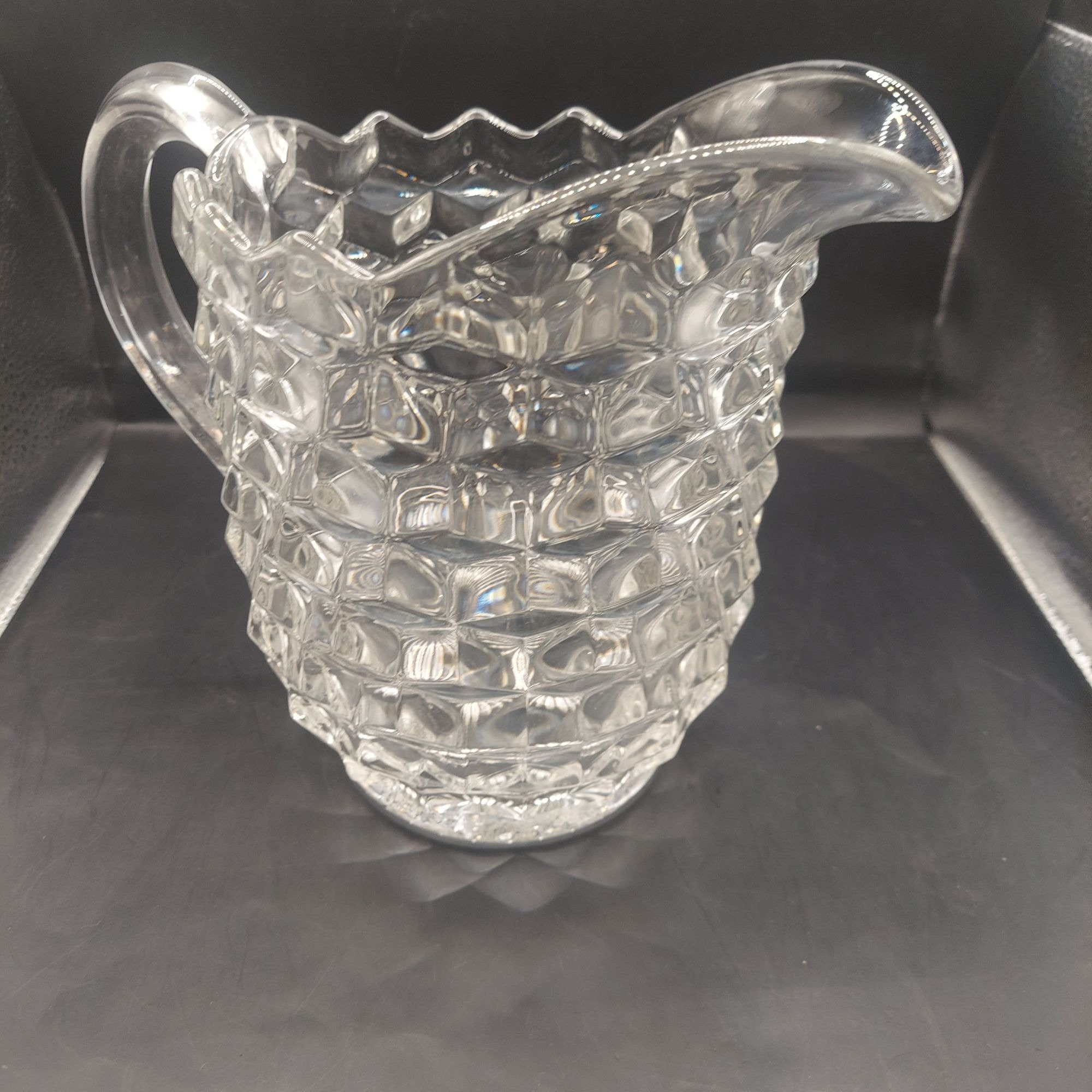 Fostoria Cubist Clear Glass Footed Pitcher Nice - Etsy