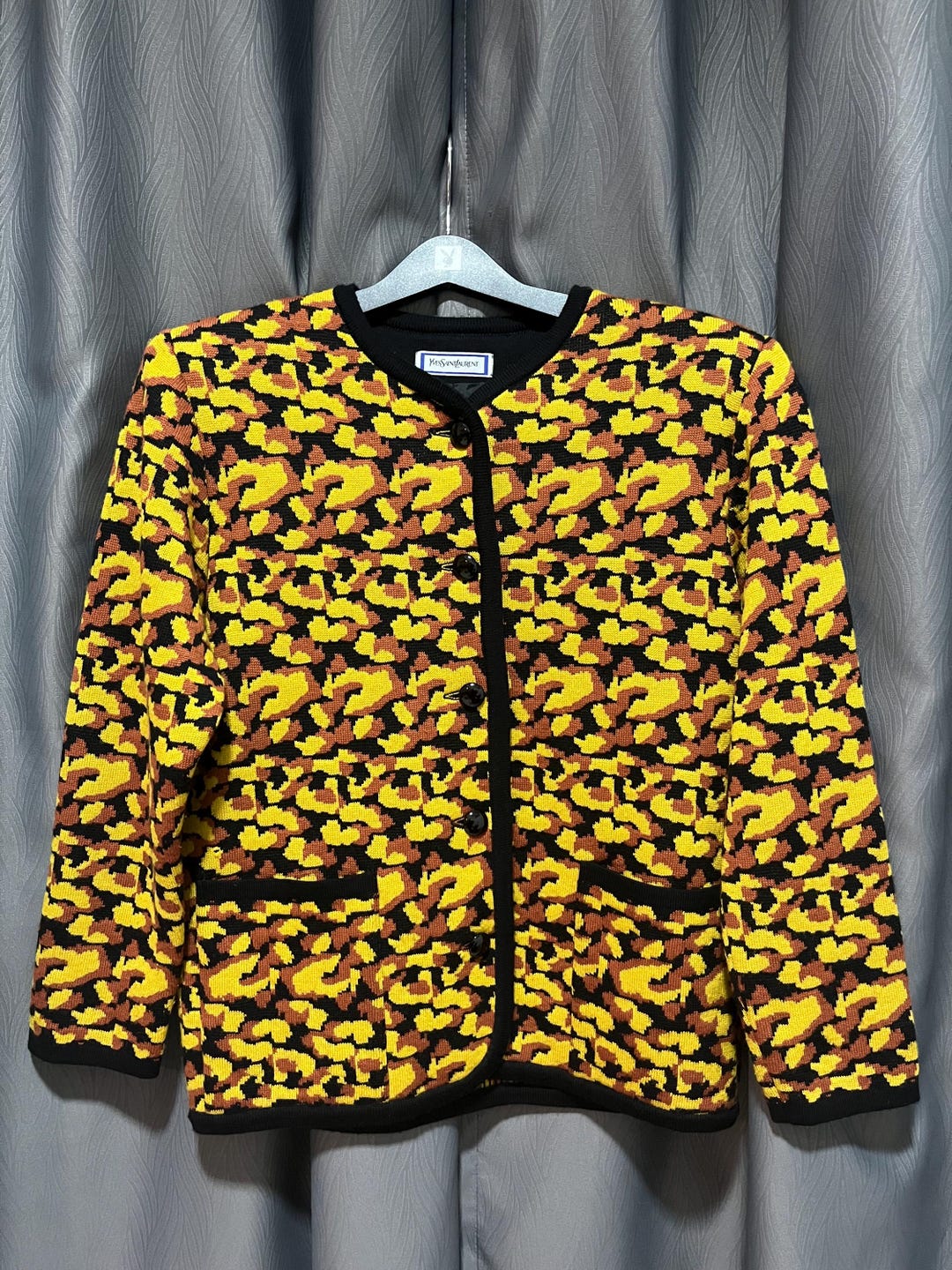 Vintage YSL Yves Saint Laurent Ladies Wool Knitted Jacket/coat Leopard ...