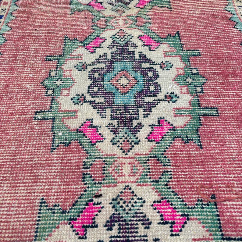 Turkish Rug 3.3x9.1 Ft, Red Blue Plants & Trees Wool Vintage Rug - Etsy UK