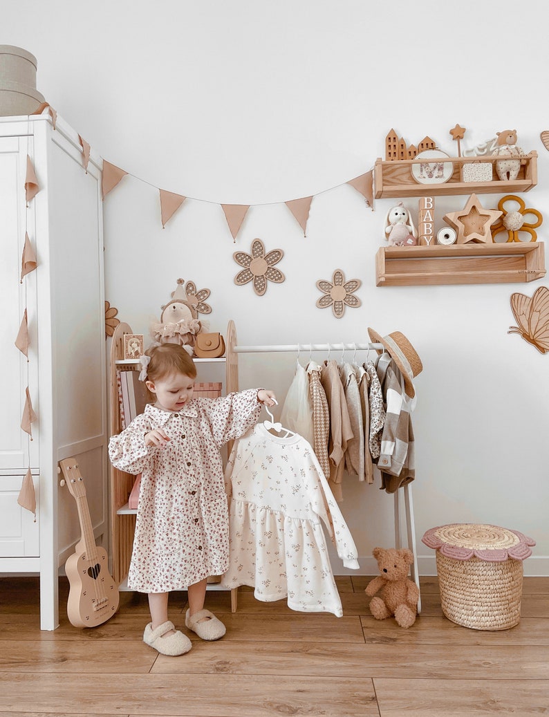 Montessori Wooden Wardrobe, Kids Clothing Rack, Montessori Furniture ...