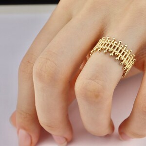 14K Solid Gold Ring, Real Gold Stacking Ring, Anniversary, Gift for ...