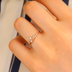 14k Solid Gold Lotus Ring - Minimal Flowers Ring - Spiritual Ring ...