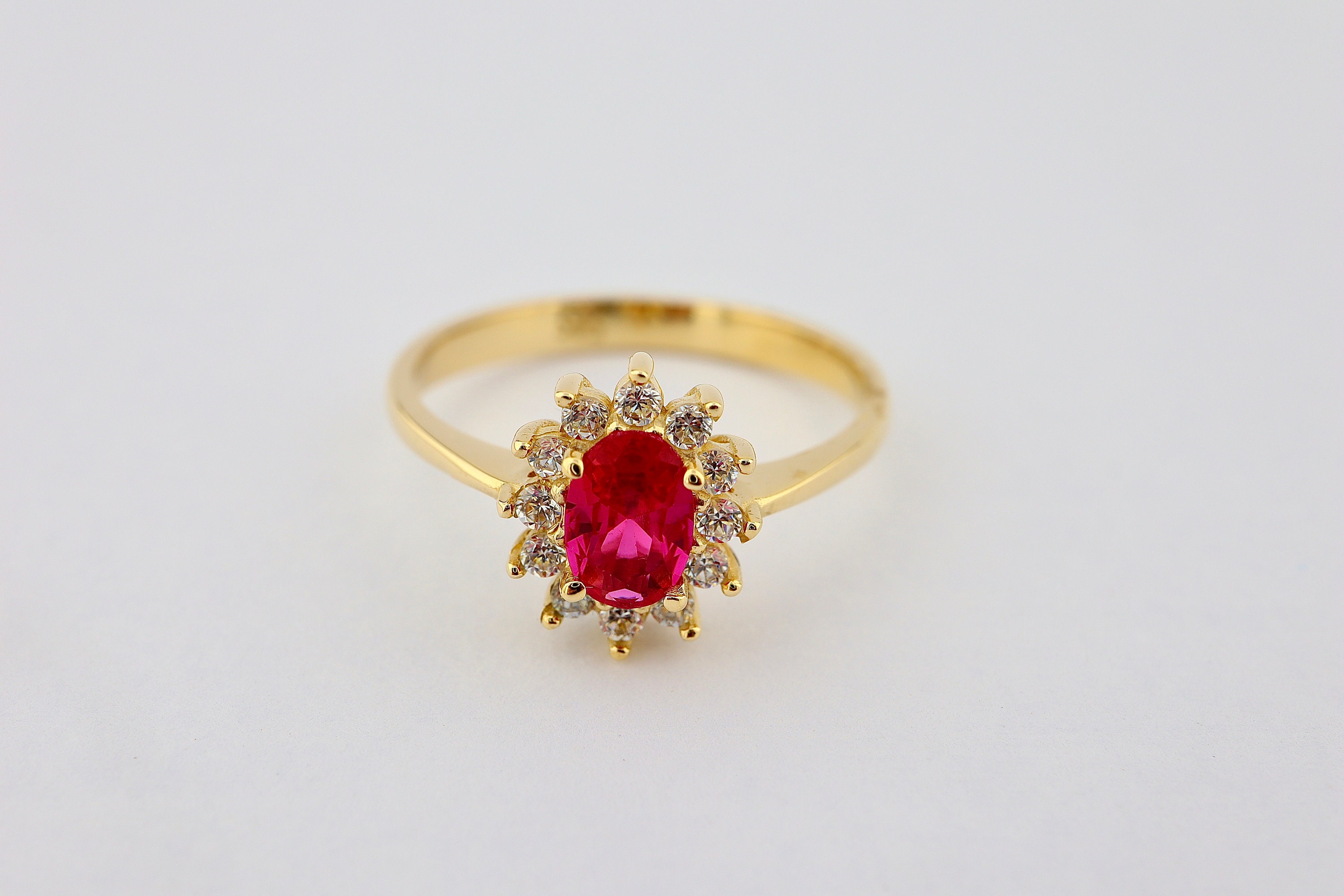 Red Wedding Ring 14K Solid Gold Ring Prencess Diana Ring - Etsy