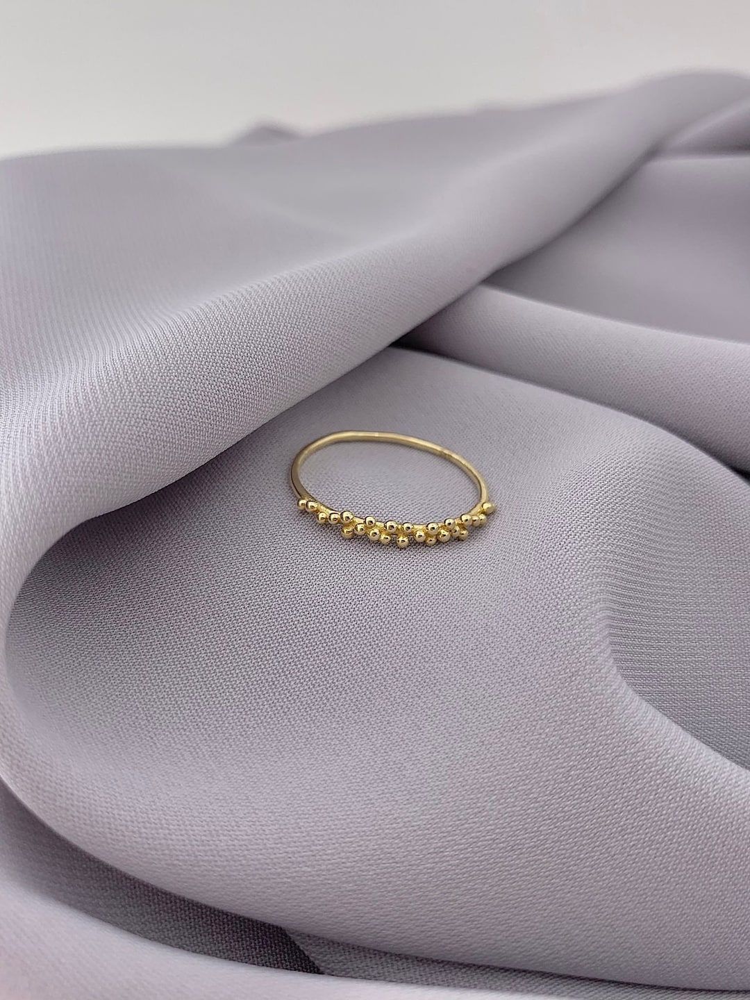 14K Gold Minimalist Ring• Minimalist Stacking Ring • 14K Gold Dotted ...