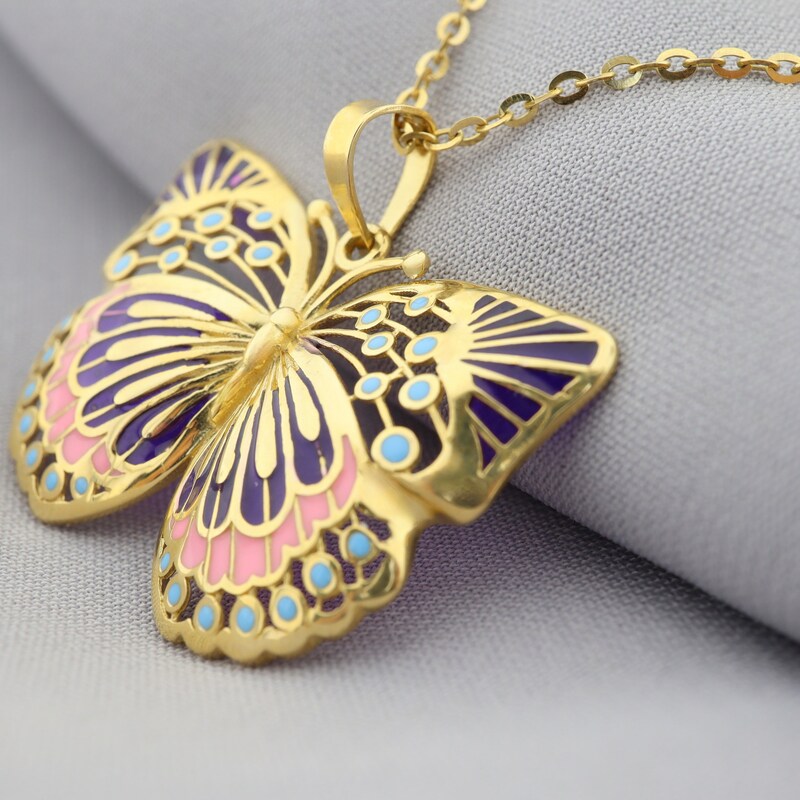 Enamel Butterfly Necklace - Etsy