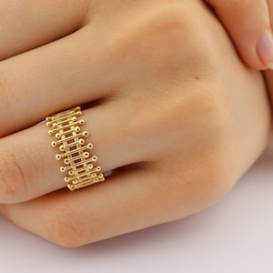 14K Solid Gold Ring, Real Gold Stacking Ring, Anniversary, Gift for ...