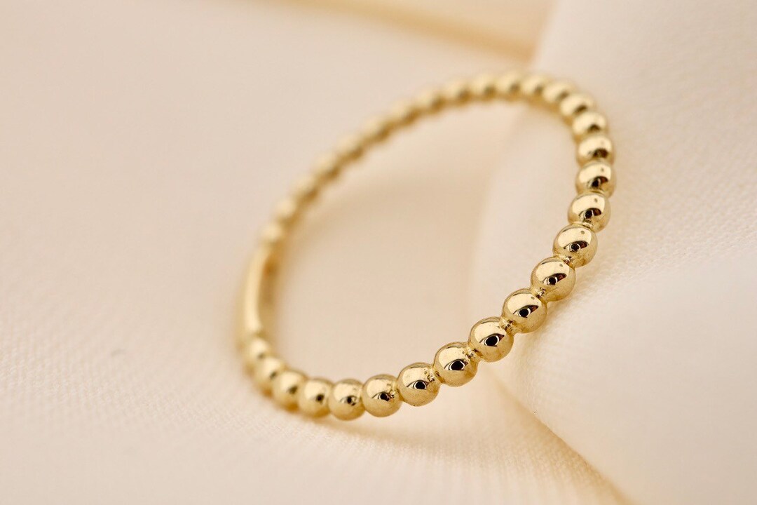 14k Solid Gold Ball Ring Gold Stackable Ring Women Bubble Ring for ...
