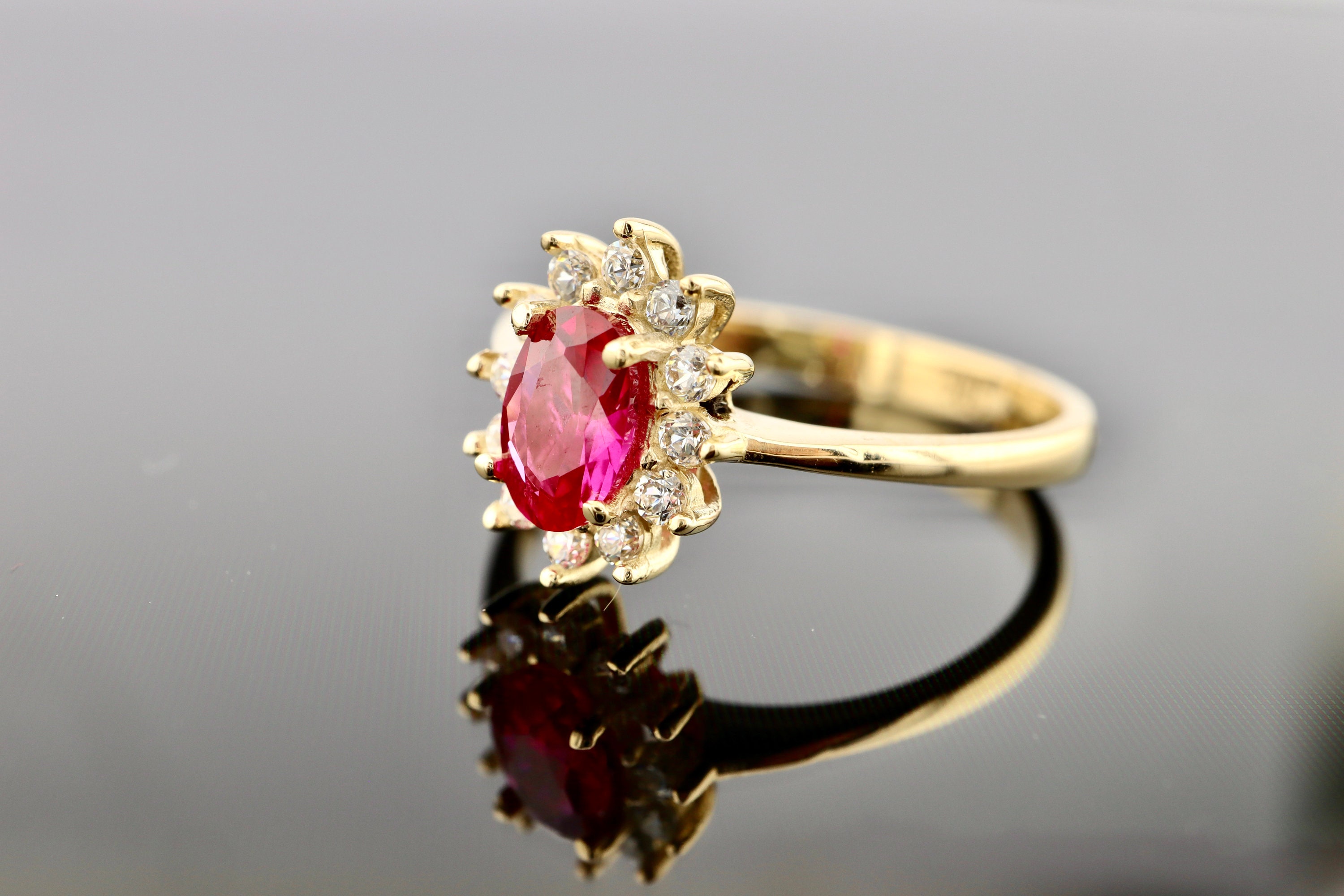 Red Wedding Ring 14K Solid Gold Ring Prencess Diana Ring - Etsy