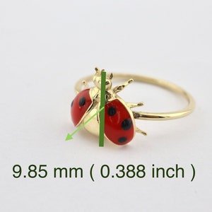 14K Gold Ladybug Ring – Enamel Red Lucky Charm Ring for Women and Girls ...