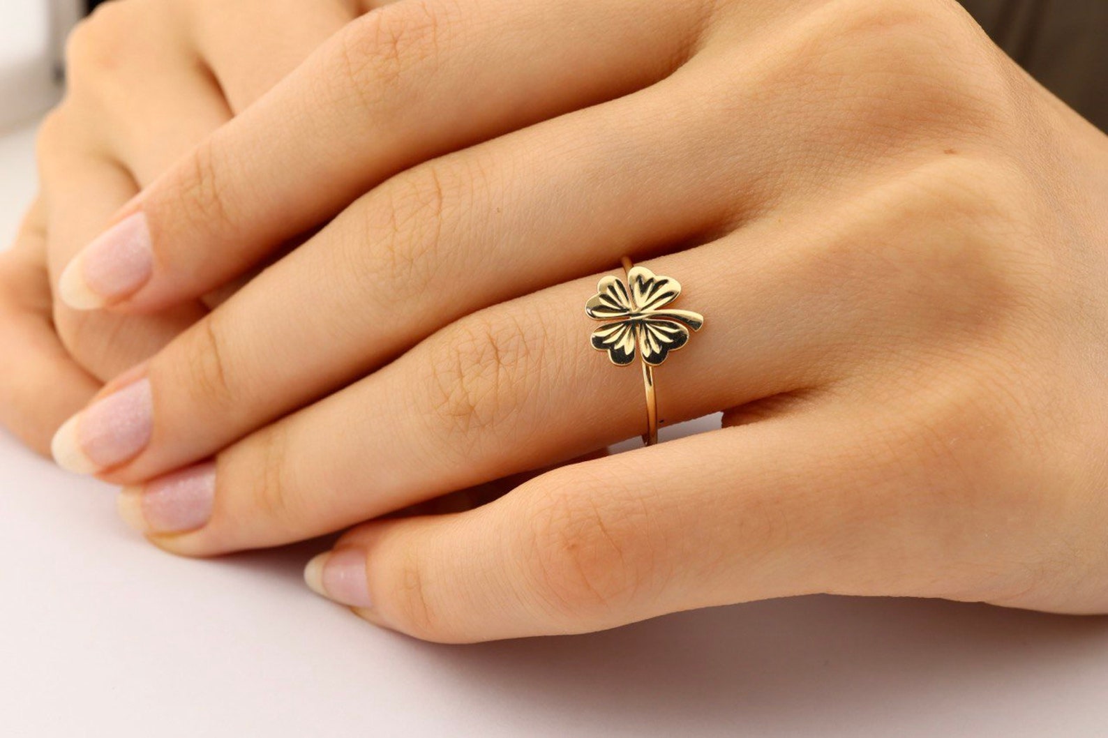 14K Solid Gold Cover Ring Real Gold Sparkle Stacking Delicate - Etsy