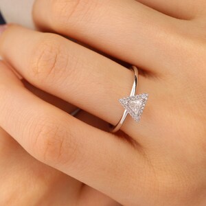 Triangle Diamond Engagement Ring Solid Gold Triangle Cut Engagement ...