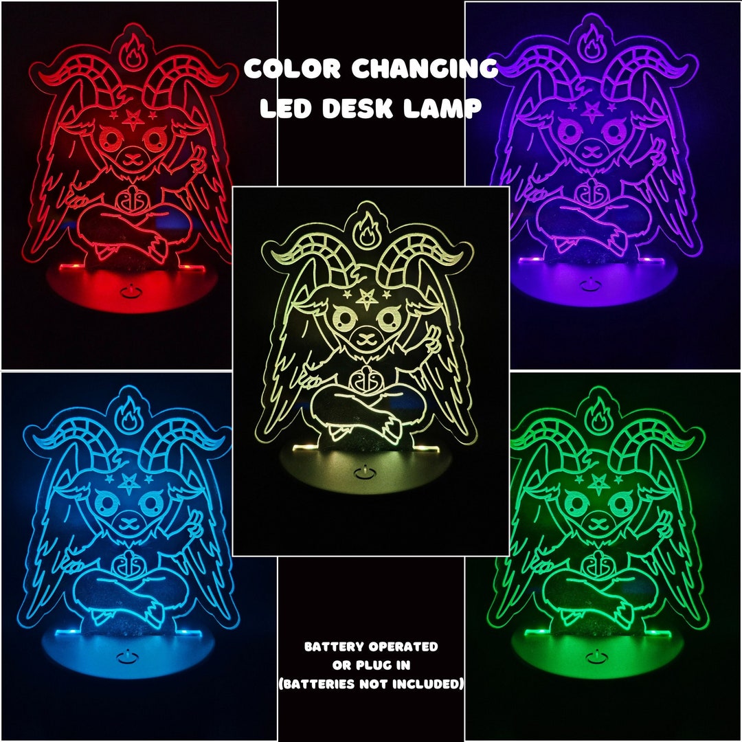 Sitting Baphomet Color Changing LED Sign, Desk Lamp, Baphomet Decor ...