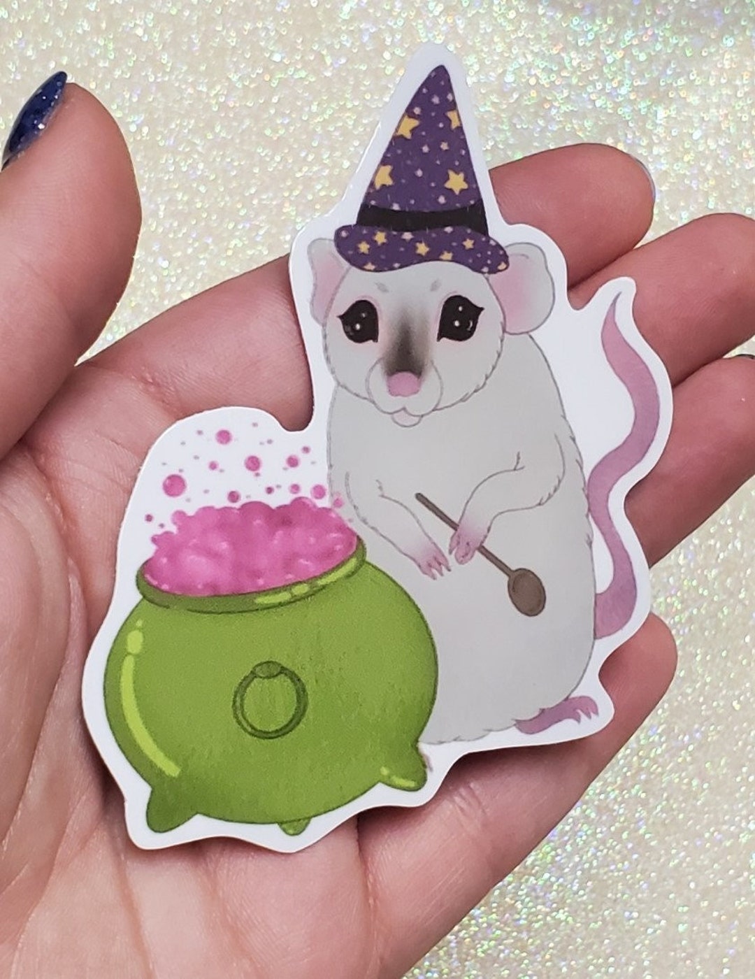 Luna the Mage Waterproof Sticker, Wizard Rat, Dumbo Rat, Rat Sticker ...