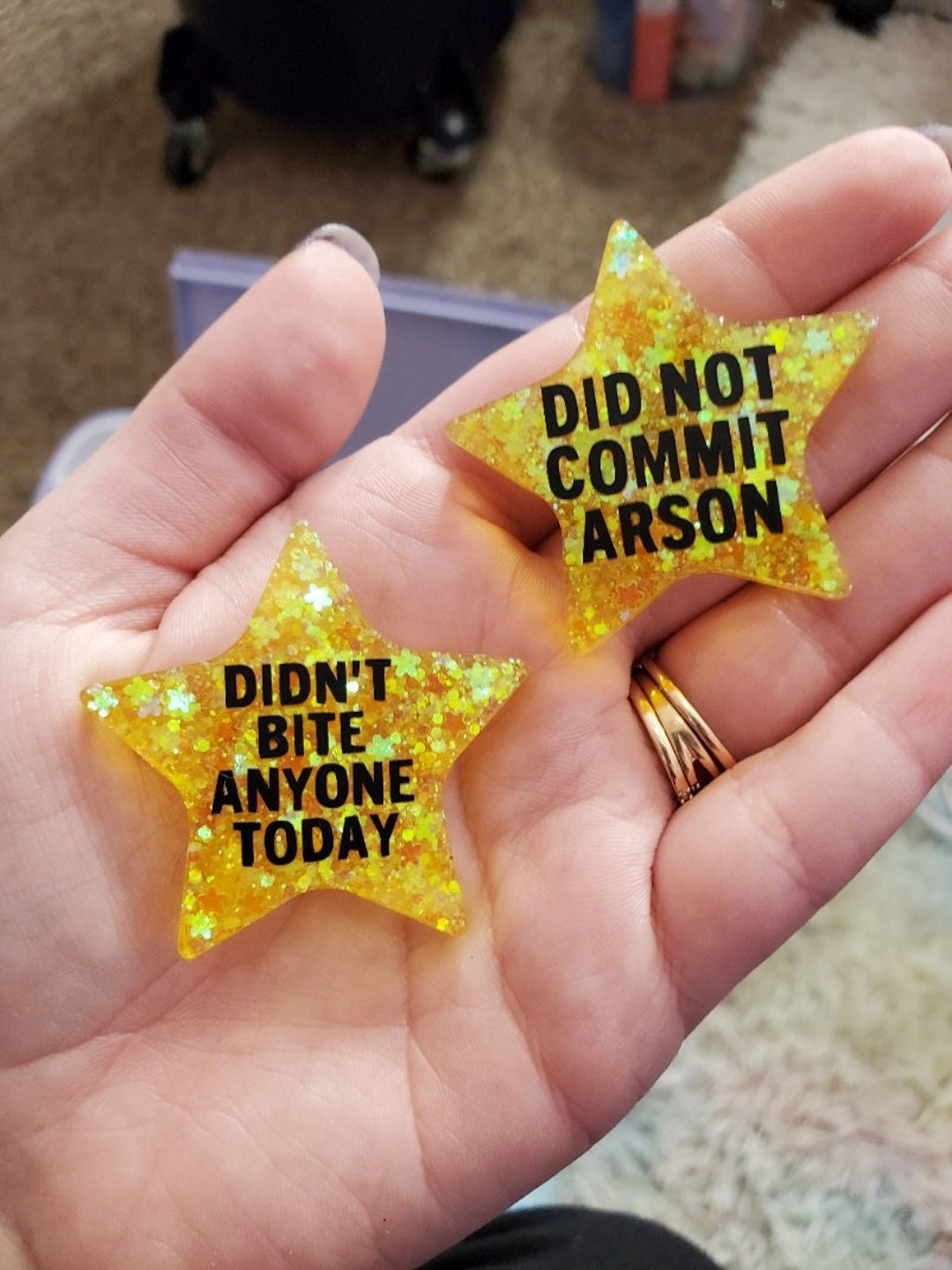 Gold Star Custom Resin Pins, Novelty Pins, Custom Text Pins, Quirky ...