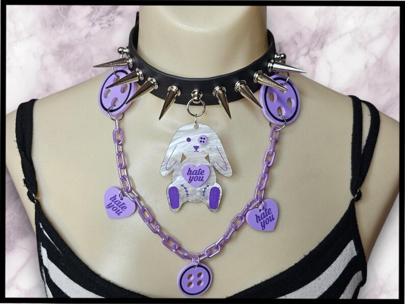 Somebunny Loathes You Custom Spiked Choker With Chains, Custom Choker ...