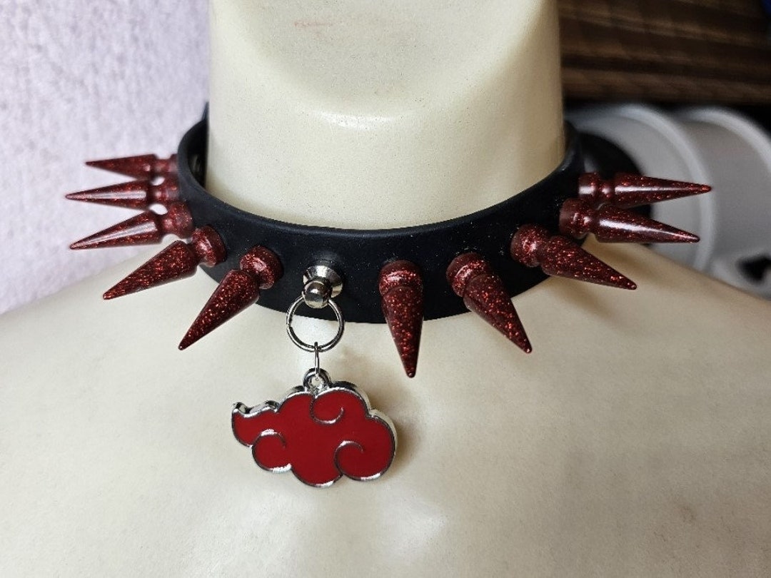 Anime Red Cloud Custom Spiked Choker, Custom Choker, Spike Choker ...