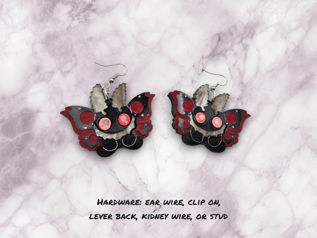 Mothman Earrings, Cute Cryptid Art, Mothman Jewelry, Cryptid Jewelry ...