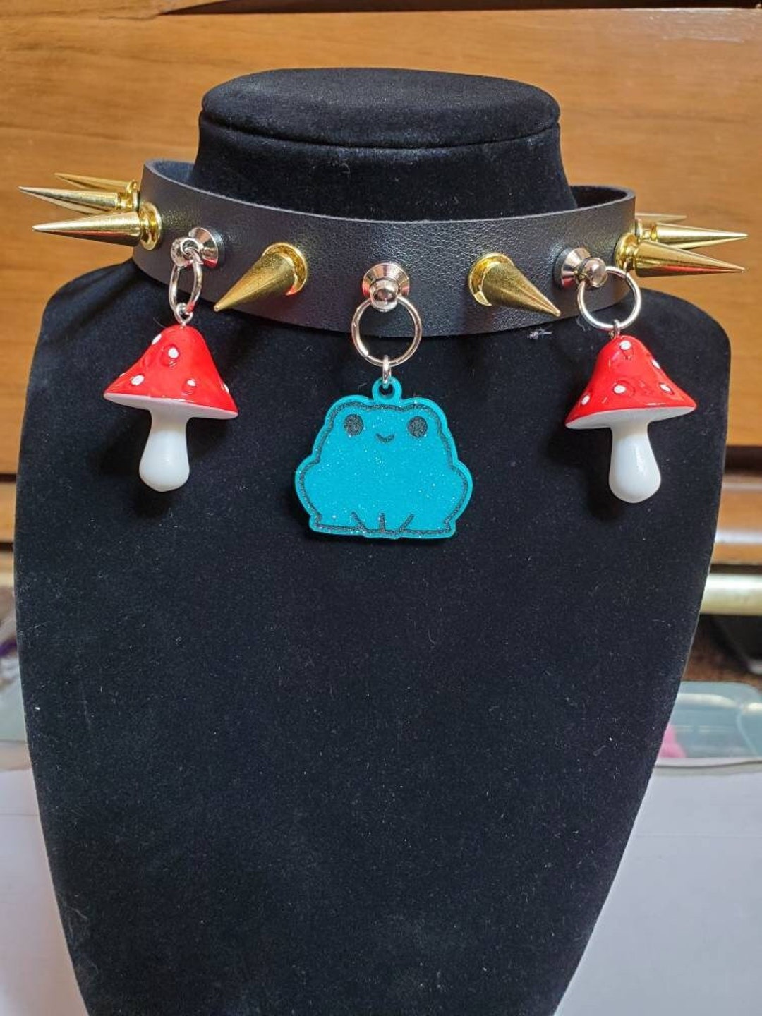 Happiest Frog in All of the Bog Custom Spiked Choker, Custom Choker ...