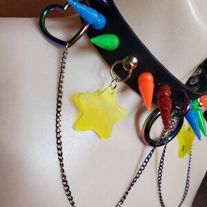 Rainbow Road Custom Spiked Choker With Chains and O-ring, Custom Choker ...