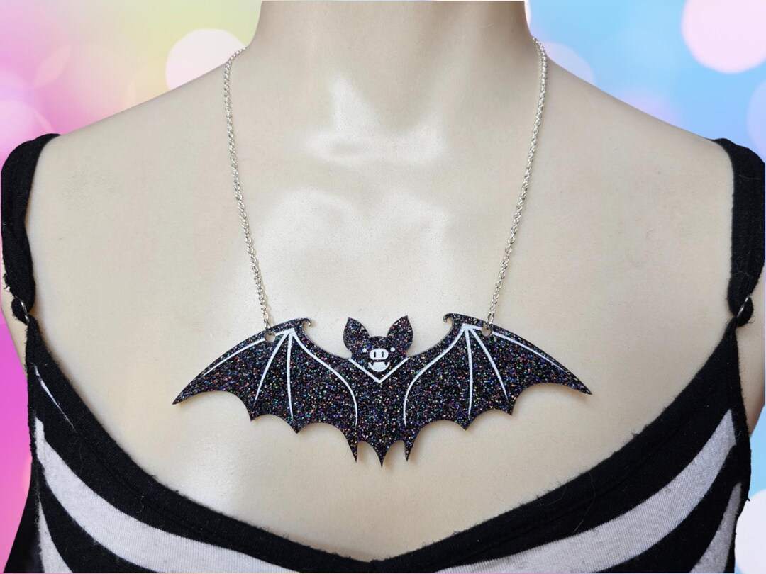 Jumbo & Mini Bat Statement Necklaces, Halloween Jewelry, Spooky Season ...