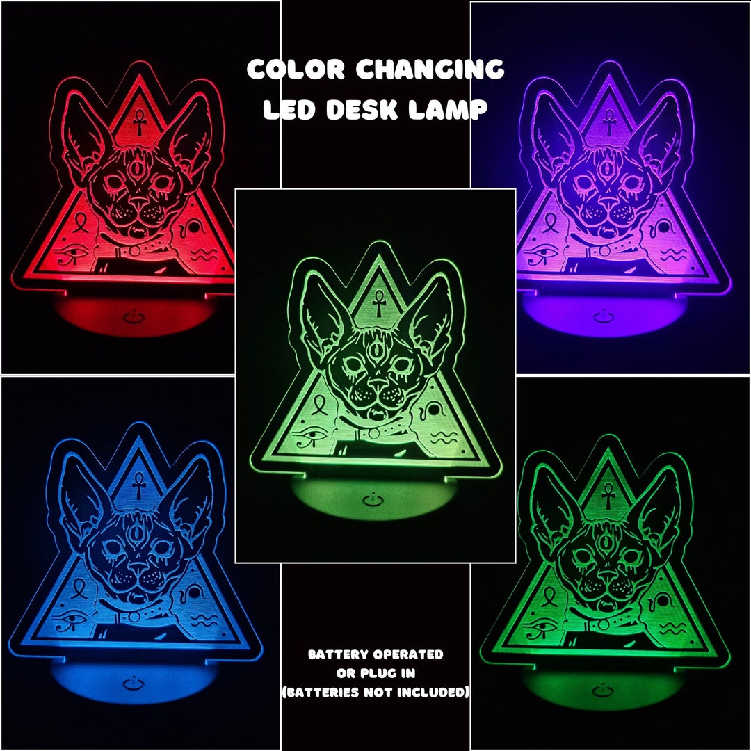 Sphynx Cat Color Changing LED Sign, Desk Lamp, Led Light Sign, Night ...