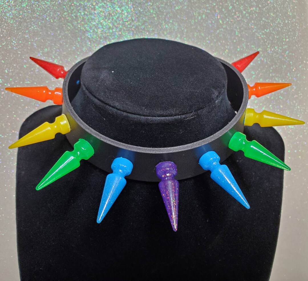 Gay Pride Flag Spiked Choker, LGBTQ Pride Month, LGBT, Custom Choker ...