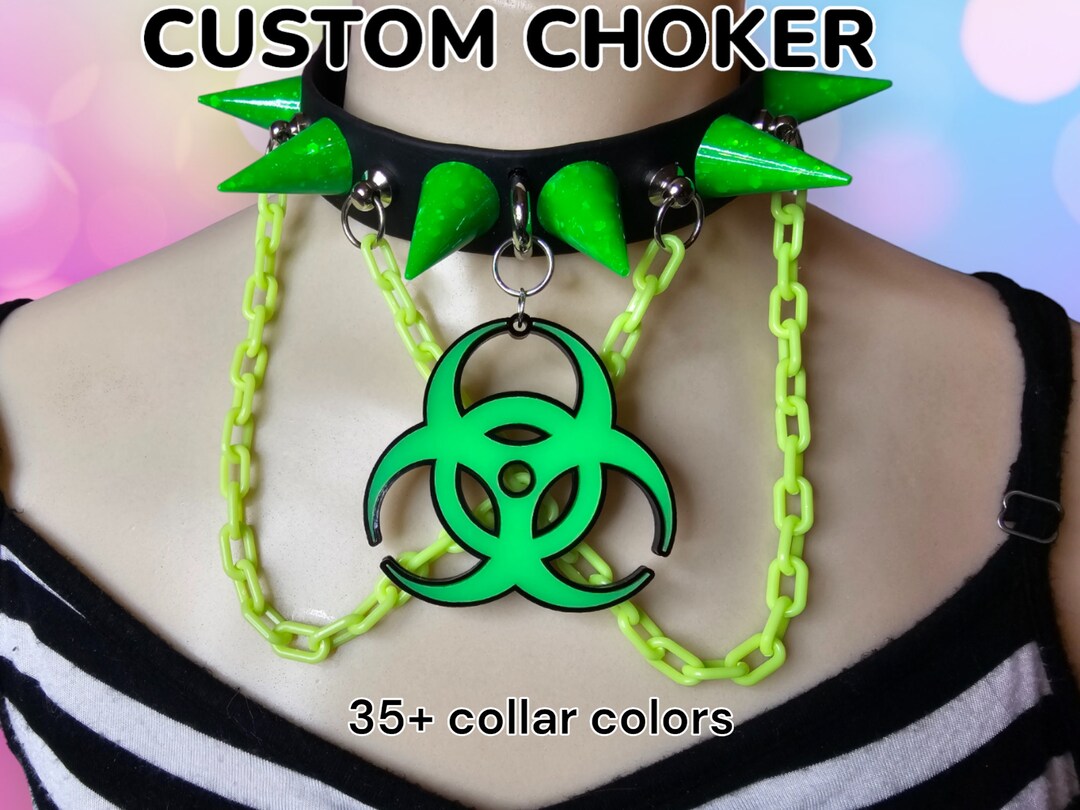 Biohazard Choker, Glow in the Dark Jewelry, Uv Reactive, Custom Choker ...