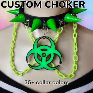 Biohazard Choker, Glow in the Dark Jewelry, Uv Reactive, Custom Choker ...