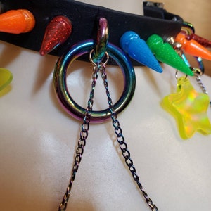 Rainbow Road Custom Spiked Choker With Chains and O-ring, Custom Choker ...