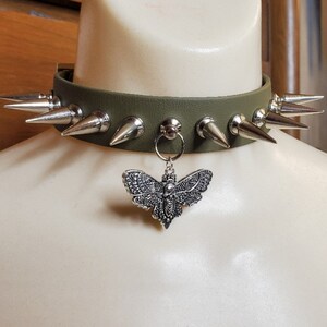 Deaths Head Hawk Moth Custom Spiked Choker, Custom Choker, Goth Jewelry ...