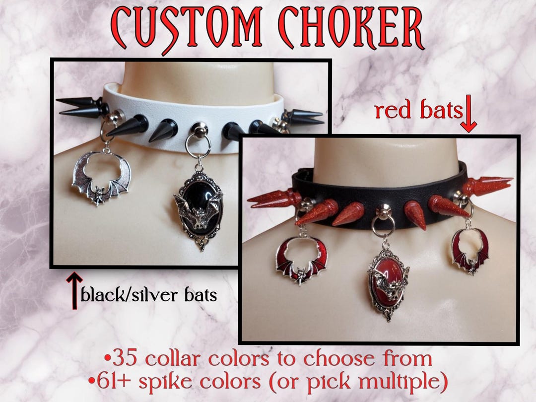 Children of the Night Custom Spiked Choker, Custom Choker, Goth ...