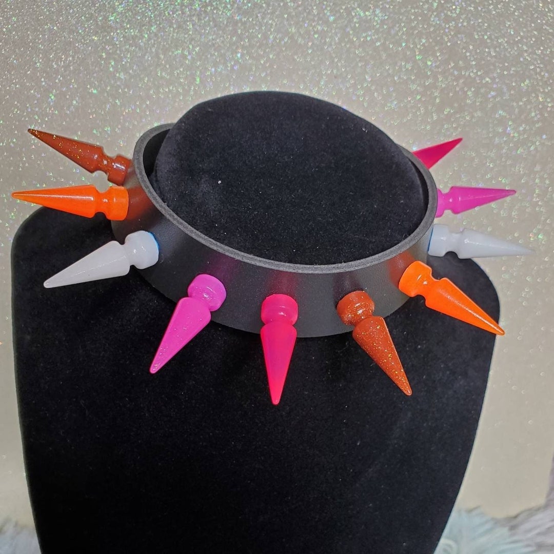 Lesbian Pride Flag Spiked Choker, LGBTQ Pride Month, LGBT, Custom ...