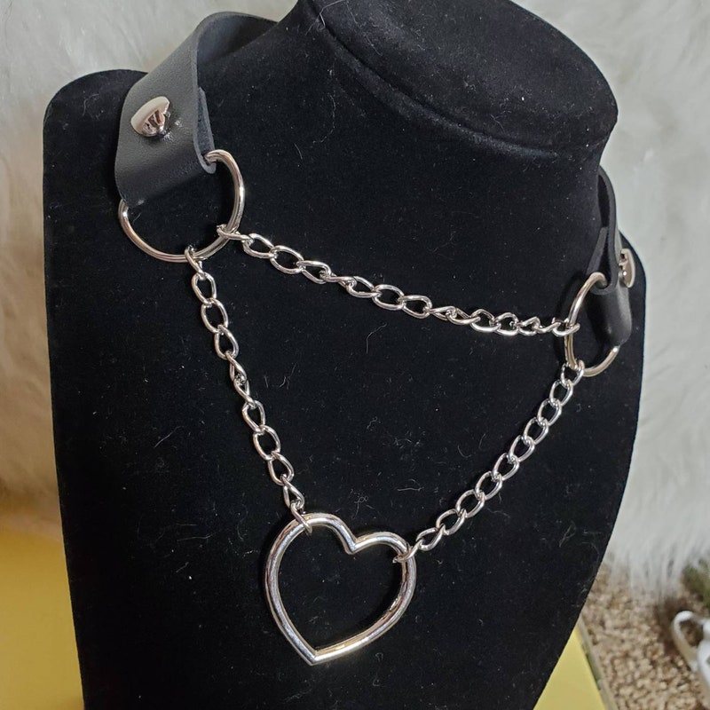 Leather Heart Choker - Etsy