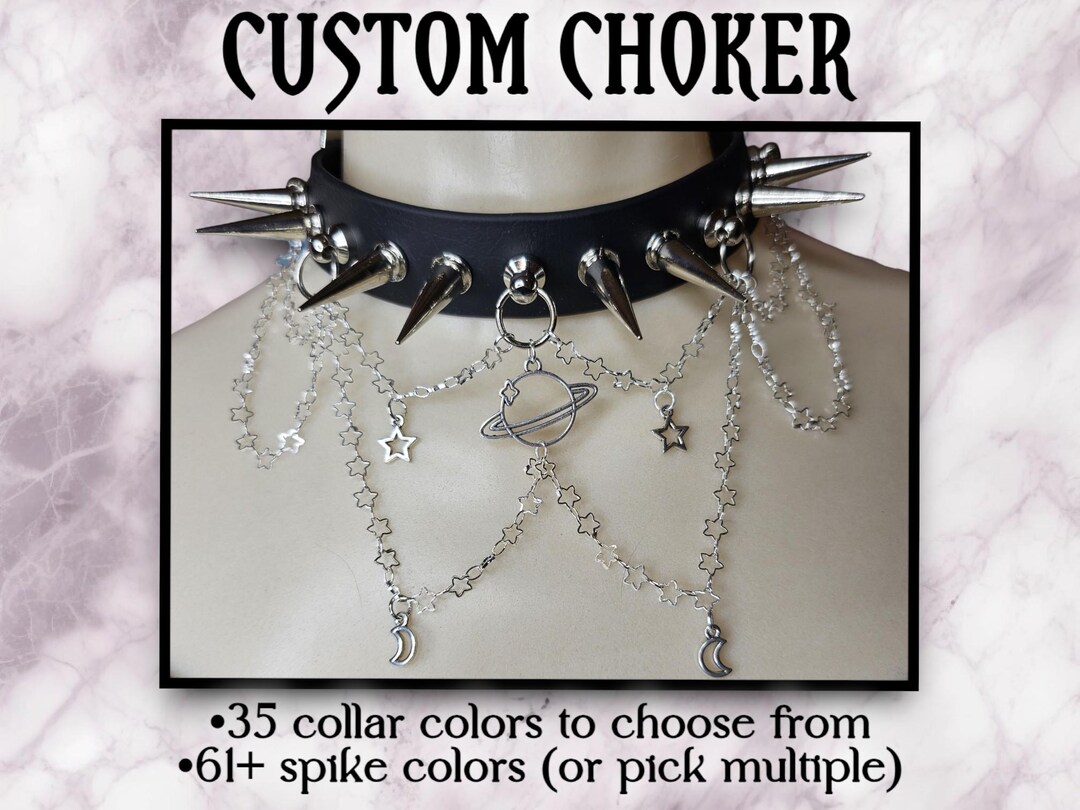 Space Case Custom Spiked Choker With Star Chains, Custom Choker Collar ...