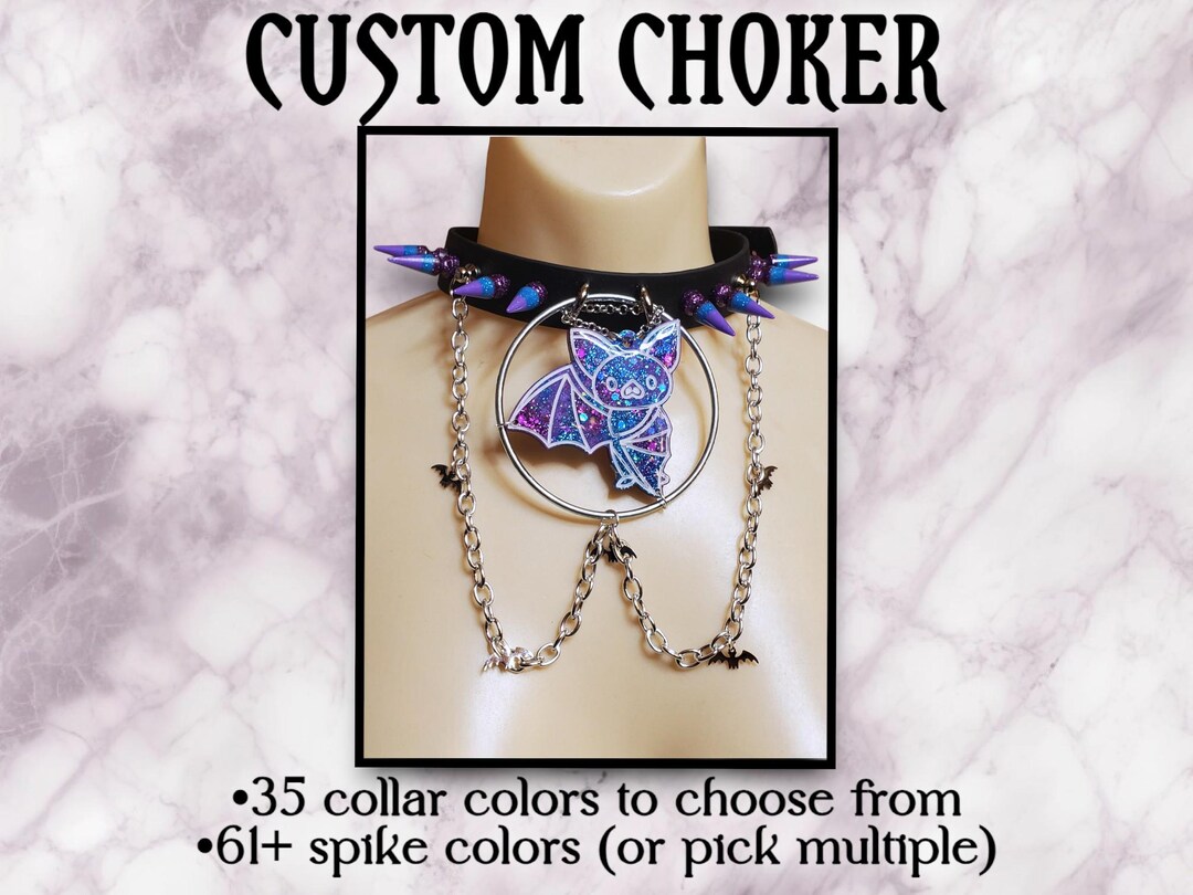 Sky Puppy Custom Spiked Choker With Chains and O-ring, Custom Choker ...