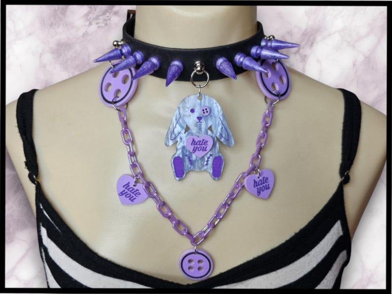 Somebunny Loathes You Custom Spiked Choker With Chains, Custom Choker ...