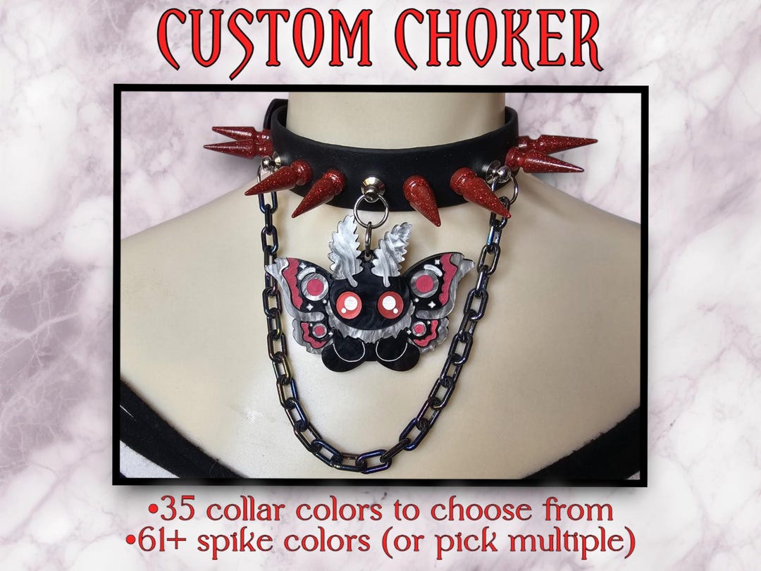 Mothman Spiked Choker, Chain Choker, Custom Choker, Alternative Jewelry ...