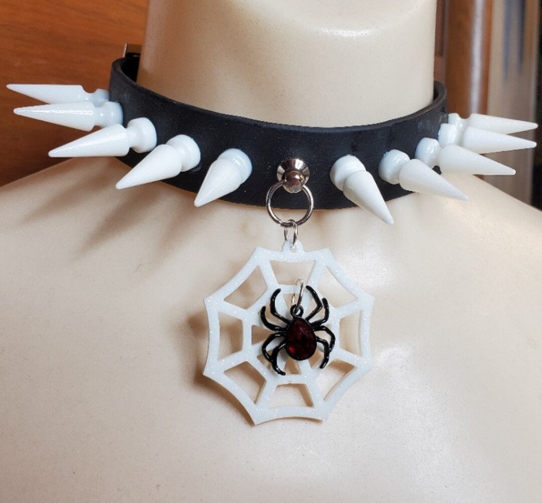 Web Weaver Custom Spiked Choker, Custom Choker, Spider Choker, Necklace ...