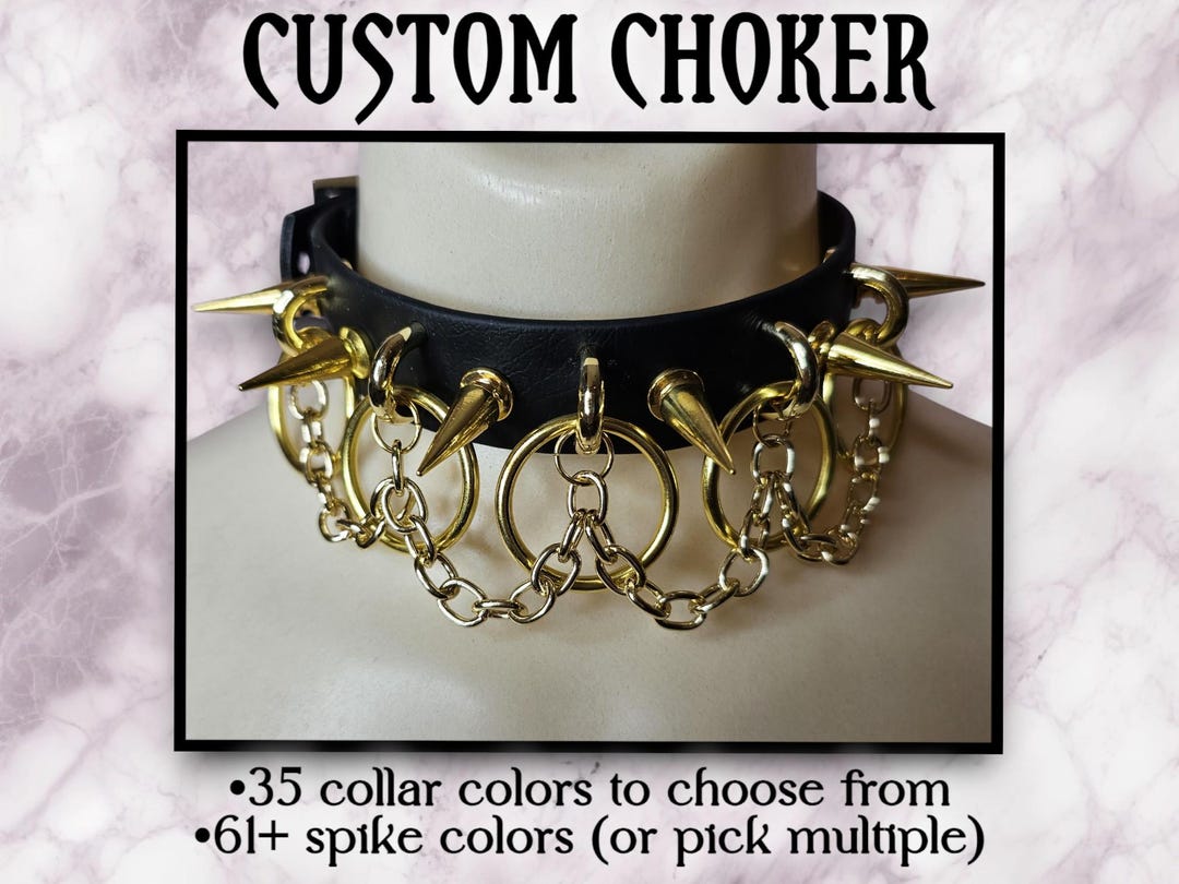 Ring Leader Custom Spiked Choker With Chains and O-ring, Custom Choker ...