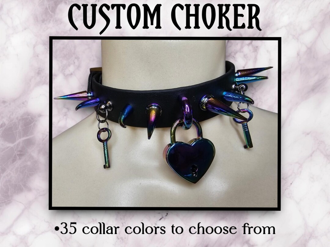 Under Lock and Key Custom Spiked Choker, Custom Choker, Pride ...