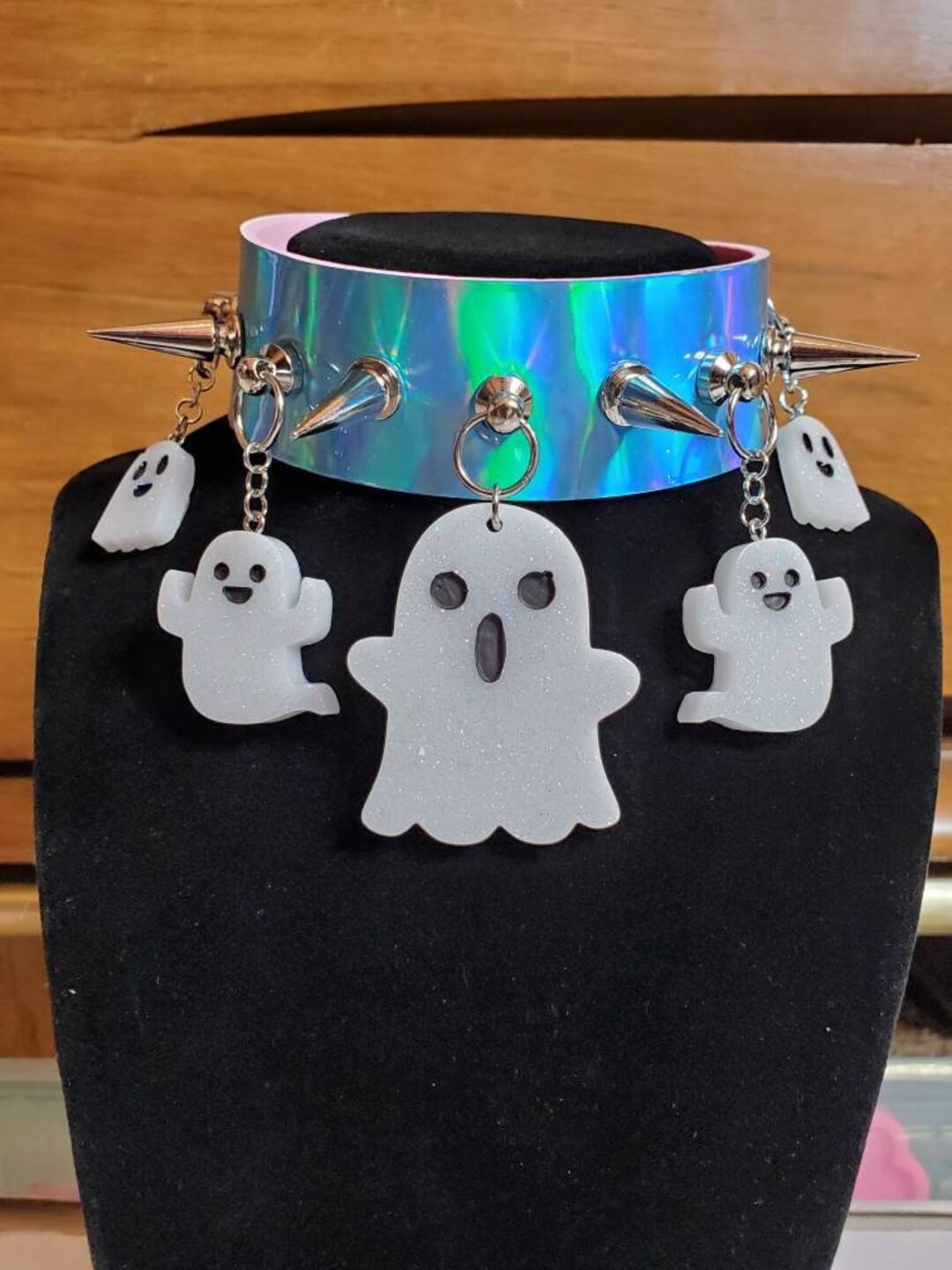 Ghosted Custom Spiked Choker, Custom Choker, Spike Choker, Spiked ...